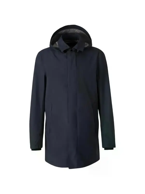 Herno Shell Jacket With Hood And Zip Fastening - Blue