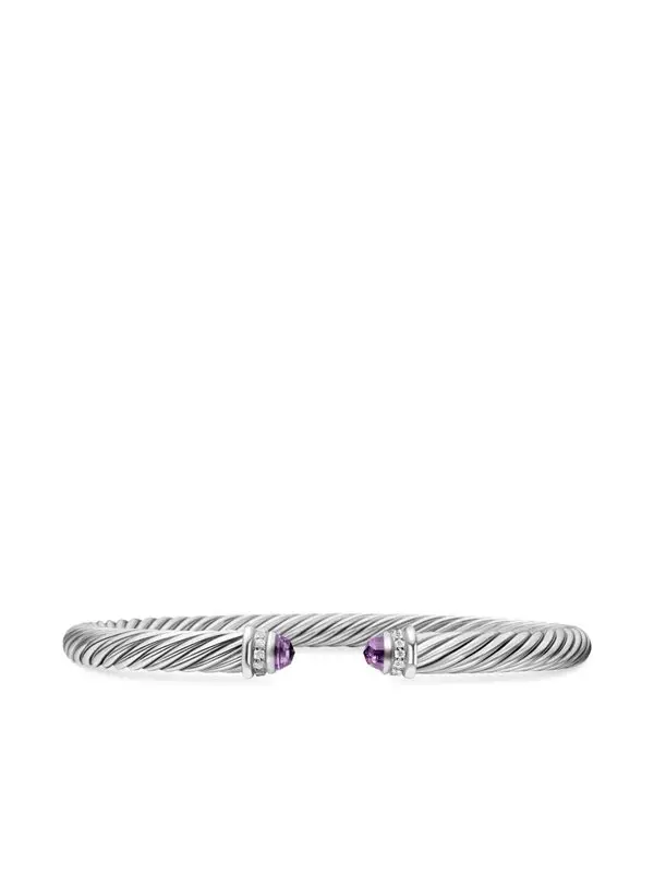 David Yurman Sterling Diamond And Amethyst Bracelet - Silver