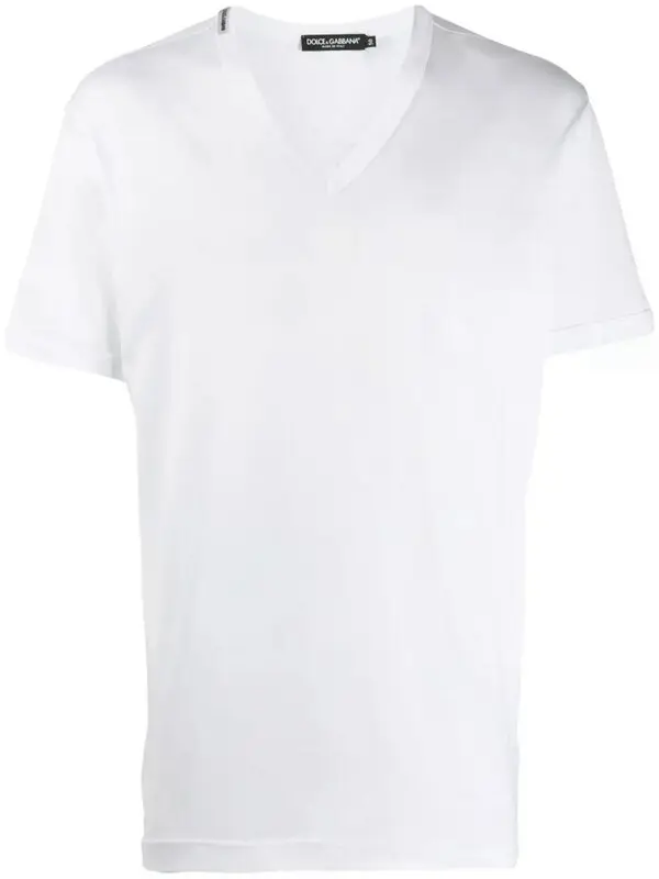 Dolce & Gabbana V-neck Cotton T-shirt - White
