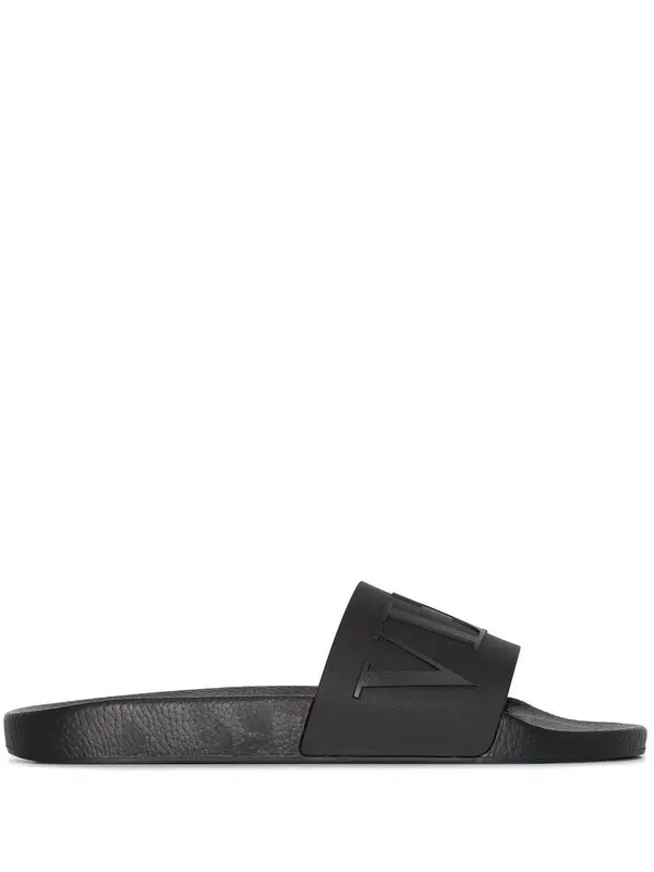 Valentino Garavani Embossed-logo Flip-flops - Black