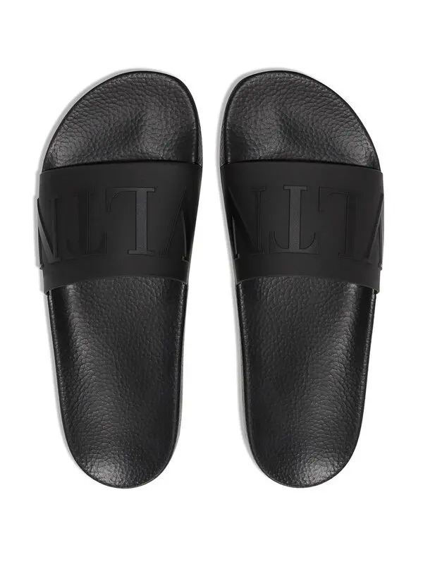 Valentino Garavani Embossed-logo Flip-flops - Black