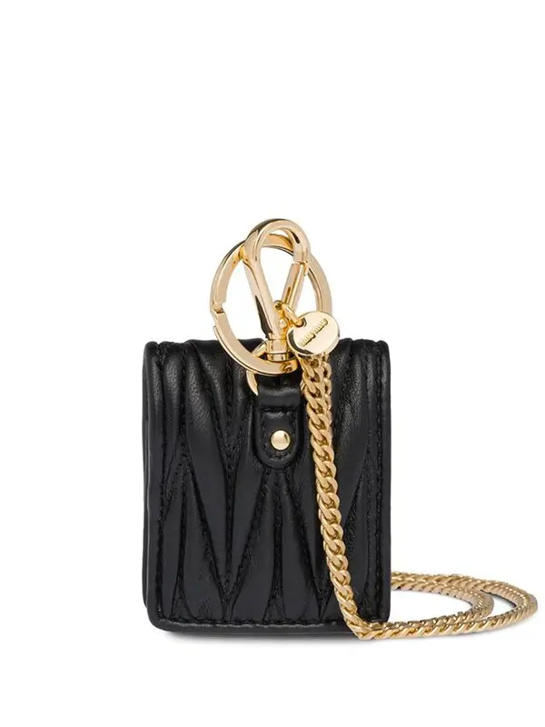Miu Miu Matelassé Lanyard Airpods Case - Black | Editorialist