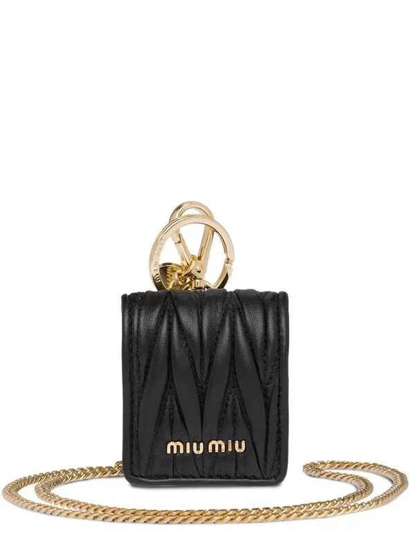 Miu Miu Matelassé Lanyard Airpods Case - Black | Editorialist
