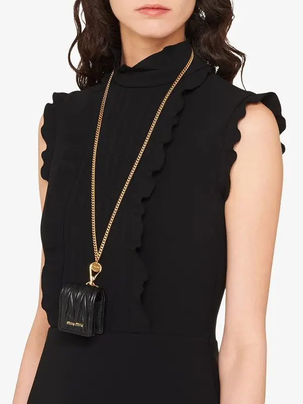 Miu Miu Matelassé Lanyard Airpods Case - Black | Editorialist
