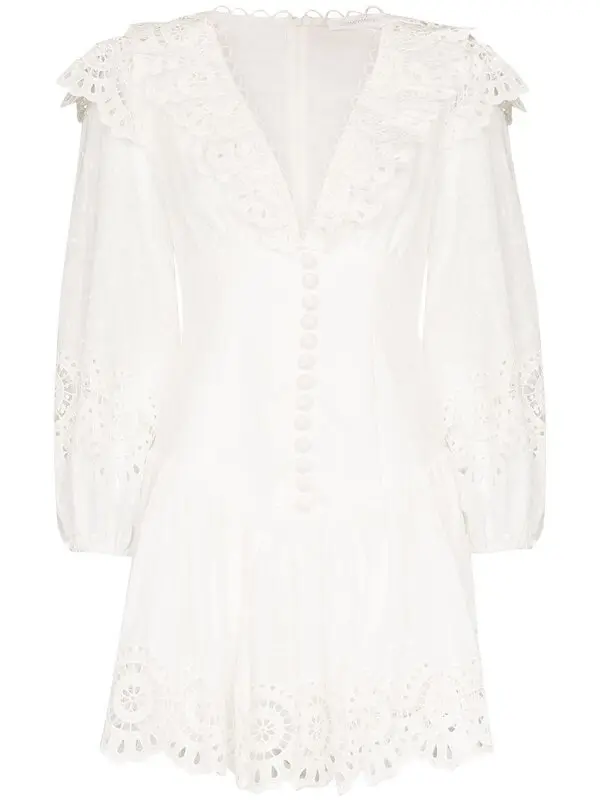 Zimmermann Bellitude Scalloped Lace Mini Dress