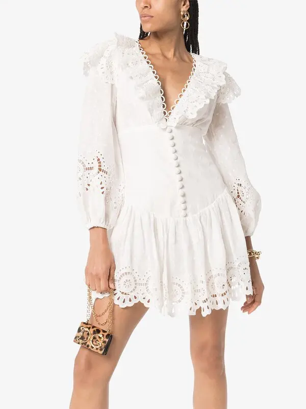Zimmermann Bellitude Scalloped Lace Mini Dress