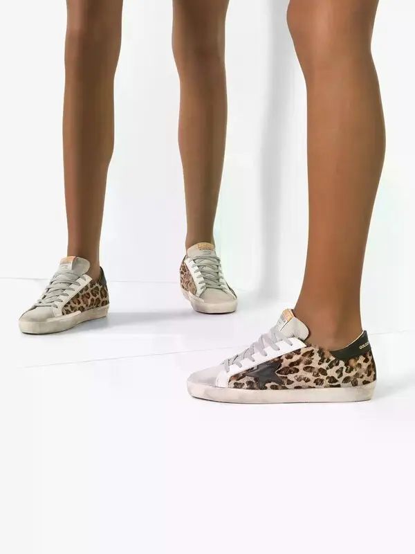 GOLDEN GOOSE Super-star Leopard Print Sneakers - Brown