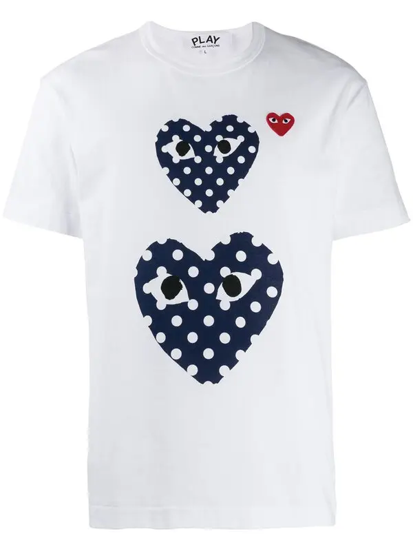 Play Comme Des Garcon Heart Print T-shirt - White