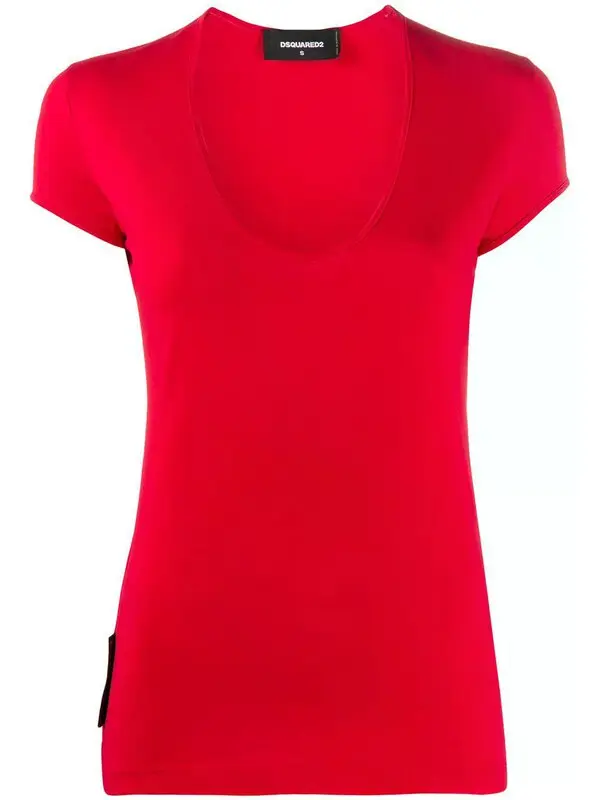 Dsquared2 Scoop Neck Fitted T-shirt - Red