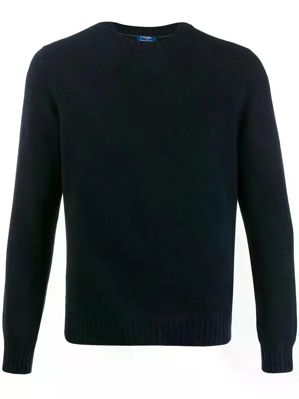 BARBA NAPOLI Round Neck Cashmere Jumper - Blue