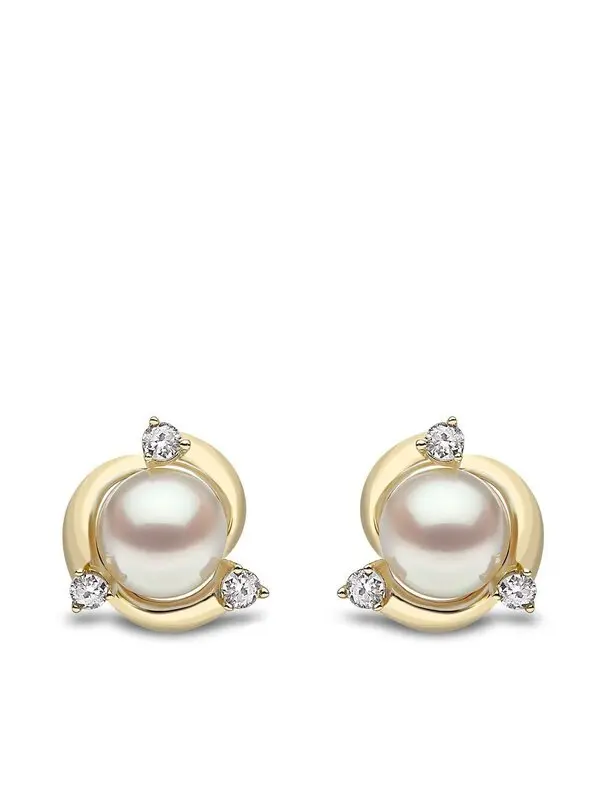 Yoko London 18kt Yellow Freshwater Pearl And Diamond Earrings - Gold