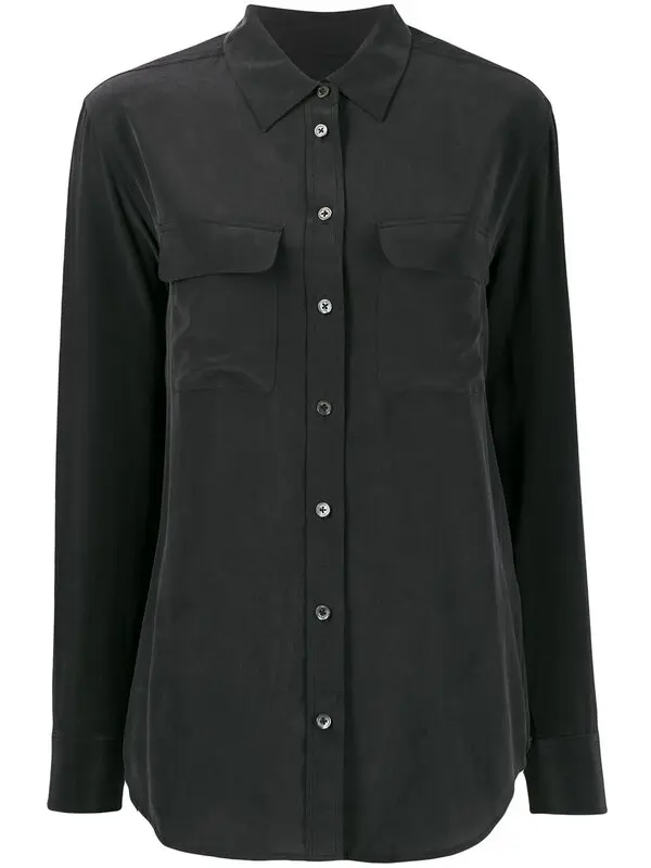 Equipment Signature Slim-fit Silk Shirt - Black