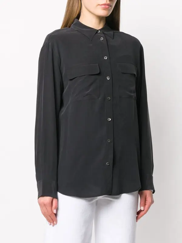 Equipment Signature Slim-fit Silk Shirt - Black