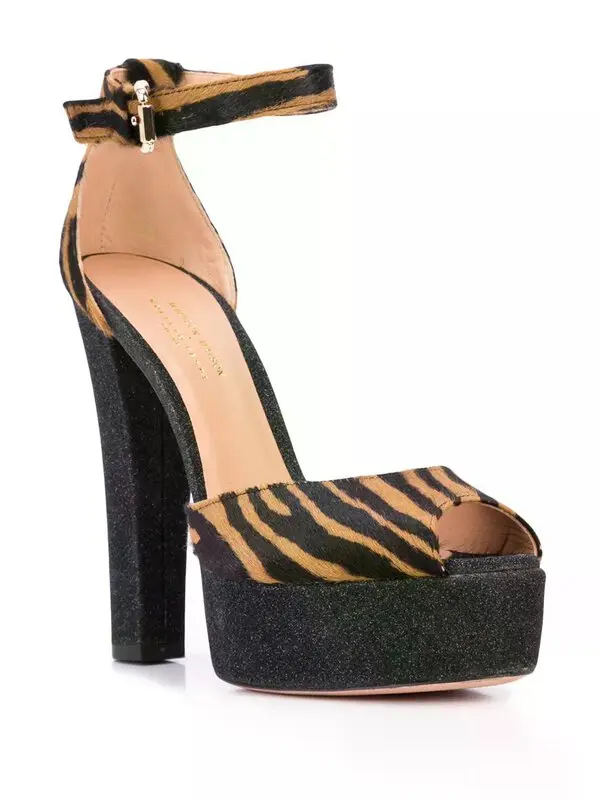 MADISON MAISON Zebra Platform Sandals - Black