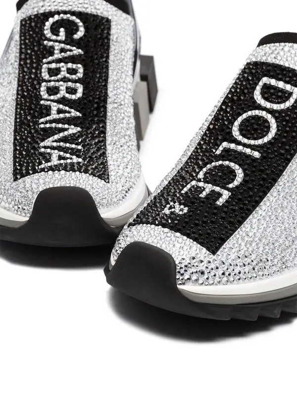 Dolce & Gabbana Sorrento Embellished Slip-on Sneakers - White