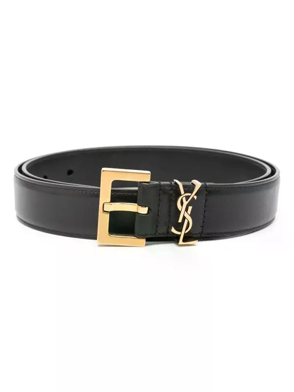 Saint Laurent Monogram Thin Belt - Black