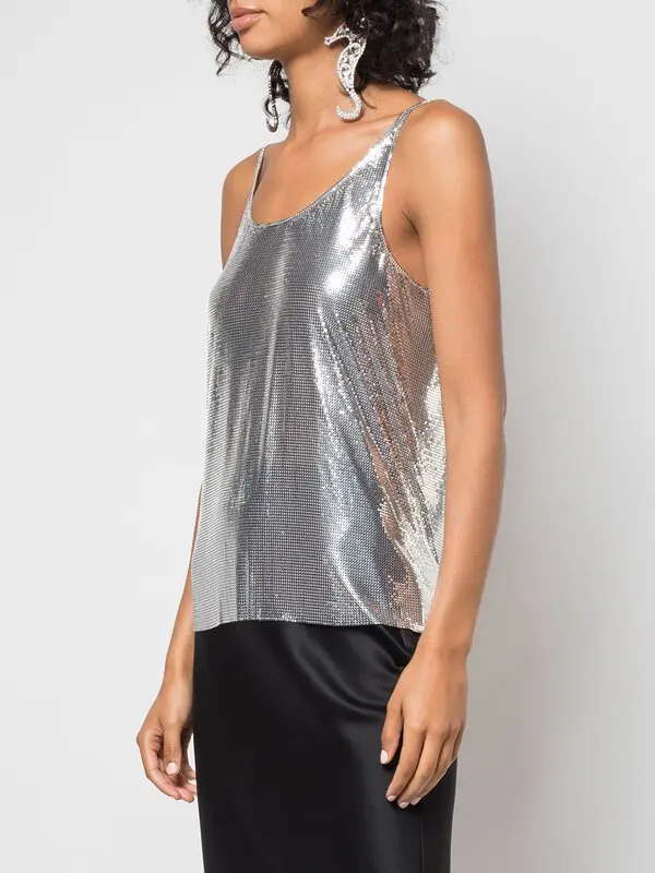 Rabanne Metallic Mesh Tank - Silver