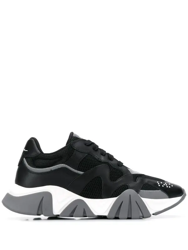 Versace Squalo Leather And Mesh Sneakers