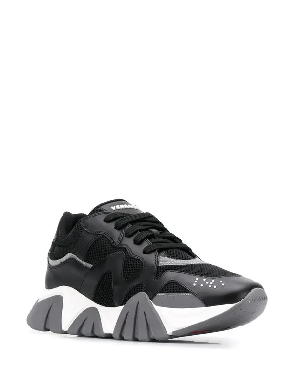 Versace Squalo Leather And Mesh Sneakers