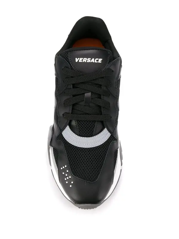 Versace Squalo Leather And Mesh Sneakers
