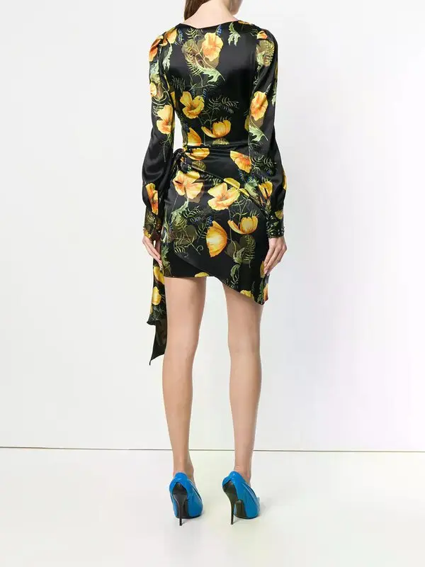 Philipp Plein Floral Printed Wrap Dress