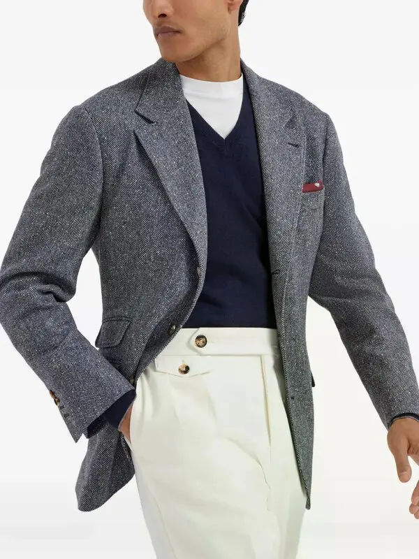 Brunello Cucinelli V-neck Cashmere Jumper - Blue