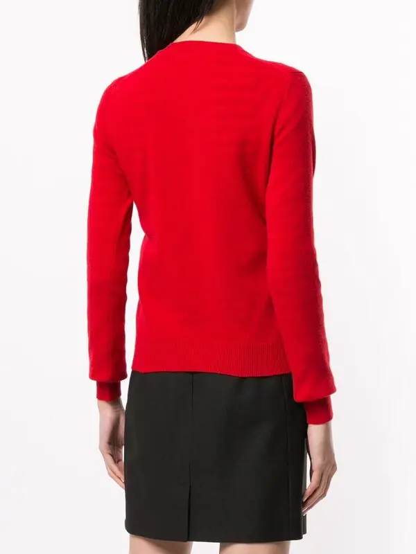 Play Comme Des Garcon Logo Embroidered Buttoned Cardigan - Red