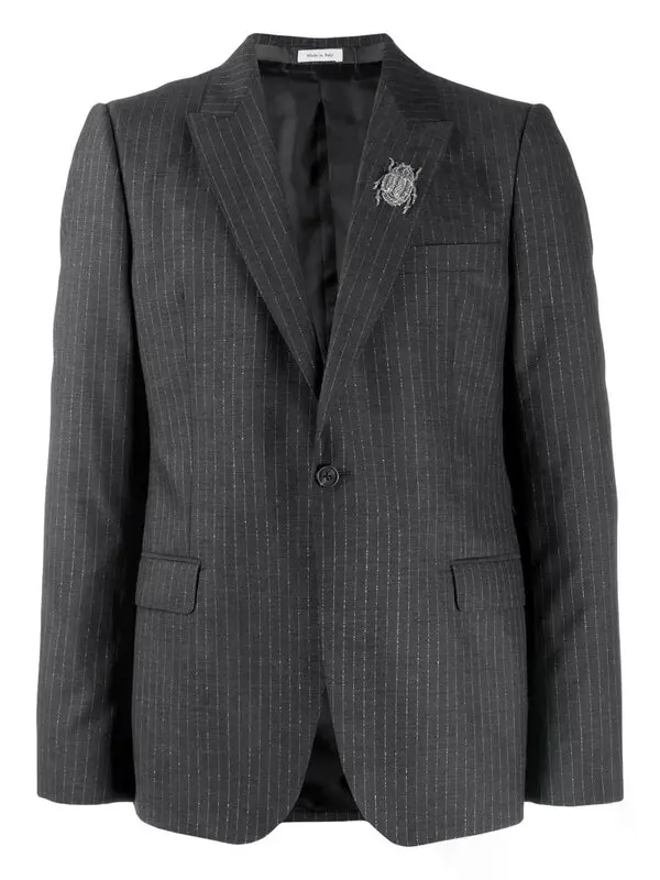 Alexander McQueen Insect-embellished Pinstriped Blazer