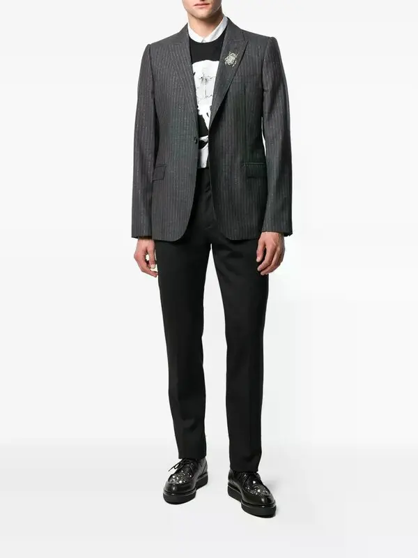 Alexander McQueen Insect-embellished Pinstriped Blazer