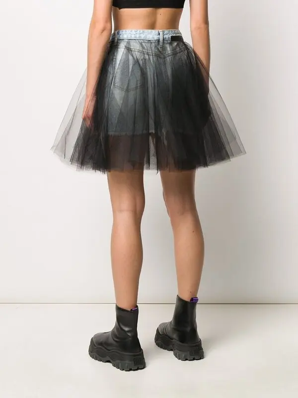 BEN TAVERNITI UNRAVEL PROJECT Tulle Denim Skirt