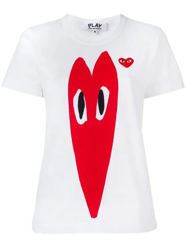 Play Comme Des Garcon Stretch Logo Print T-shirt - White