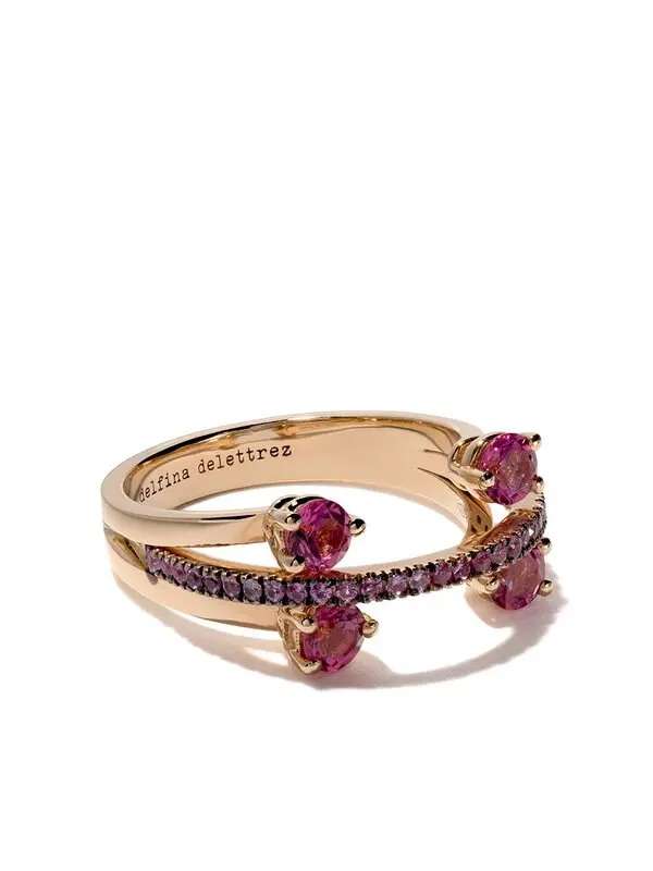 Delfina Delettrez 18kt Tourmaline And Sapphire Linked Dots Ring - Pink