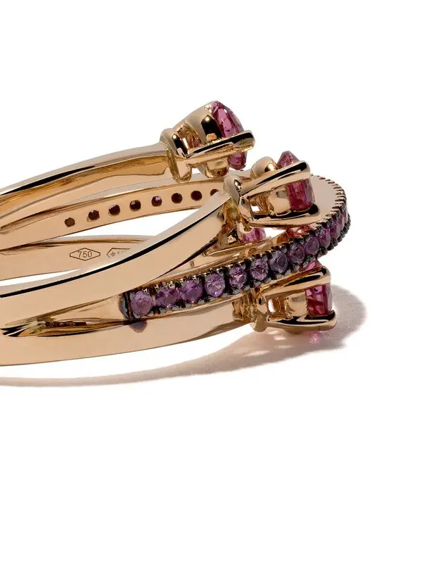 Delfina Delettrez 18kt Tourmaline And Sapphire Linked Dots Ring