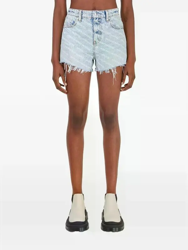 Alexander Wang Logo-print Denim Shorts - Blue