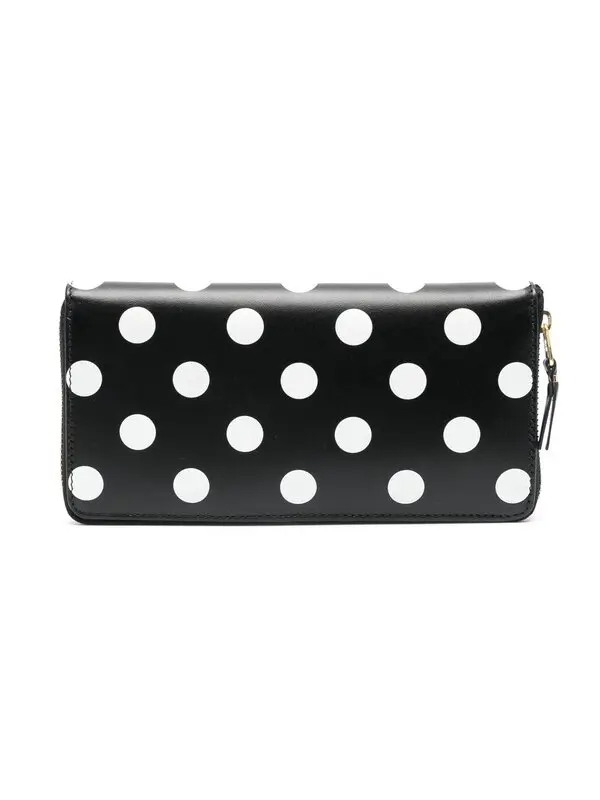 Comme Des Garçons Polka-dot Leather Wallet - Black