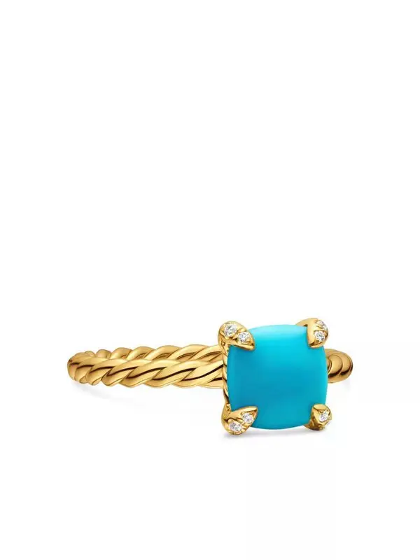 David Yurman 18kt Yellow Châtelaine Turquoise And Diamond Ring - Gold