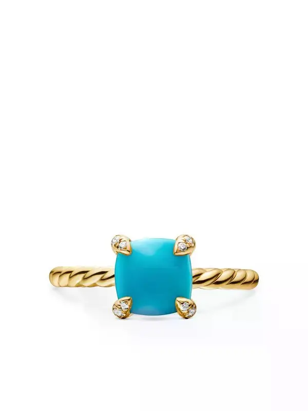David Yurman 18kt Yellow Châtelaine Turquoise And Diamond Ring - Gold