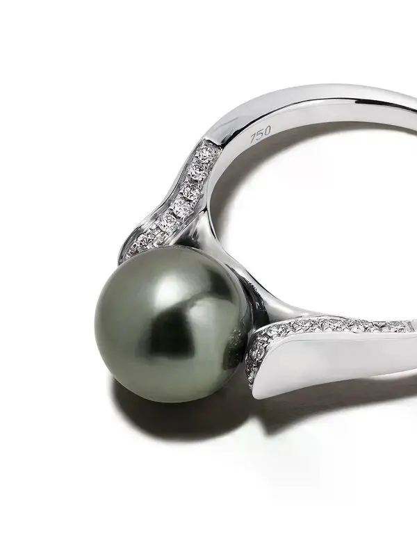 Yoko London 18kt White Gold Tahitian Pearl And Diamond Ring