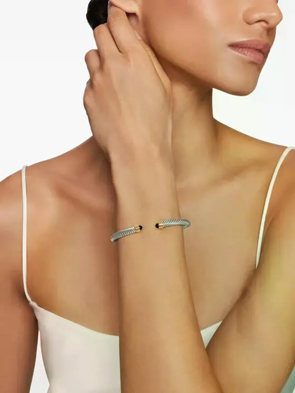 David Yurman 14kt Yellow Gold And Sterling Classic Cable Bracelet - Silver