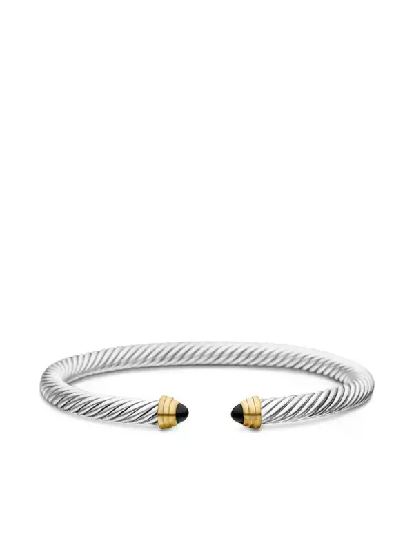 David Yurman 14kt Yellow Gold And Sterling Classic Cable Bracelet - Silver