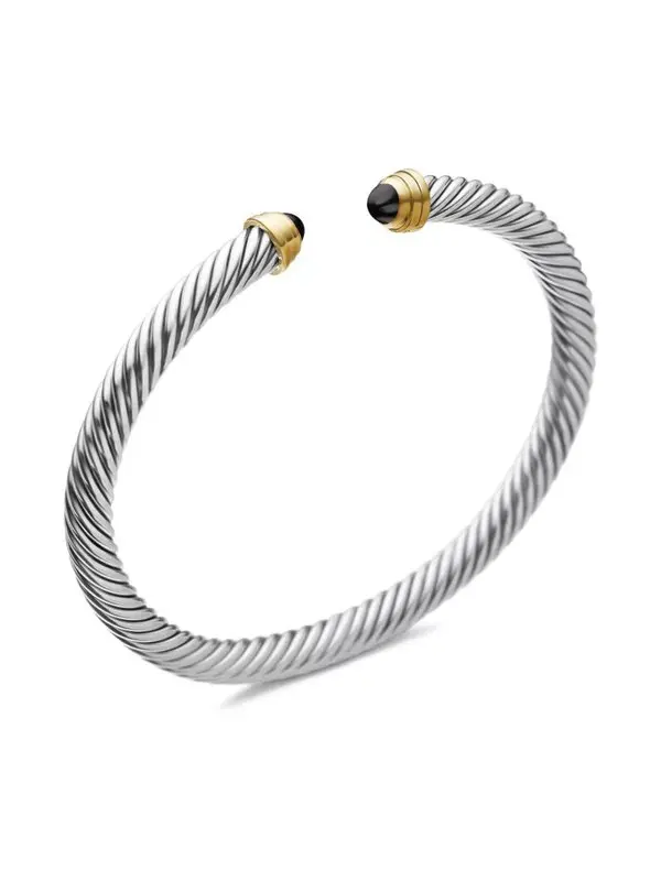 David Yurman 14kt Yellow Gold And Sterling Classic Cable Bracelet - Silver