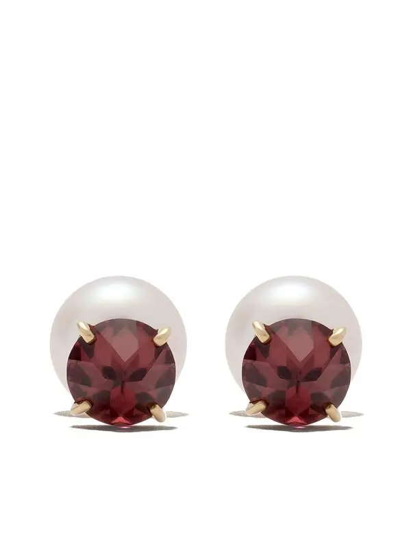 TASAKI 18kt Garnet And Pearl Earrings - Gold