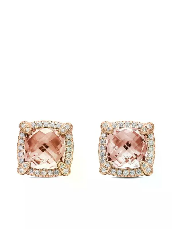 David Yurman 18kt Rose Gold Chatelaine Morganite And Diamond Stud Earrings - Pink