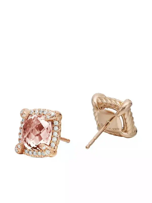David Yurman 18kt Rose Gold Chatelaine Morganite And Diamond Stud Earrings - Pink