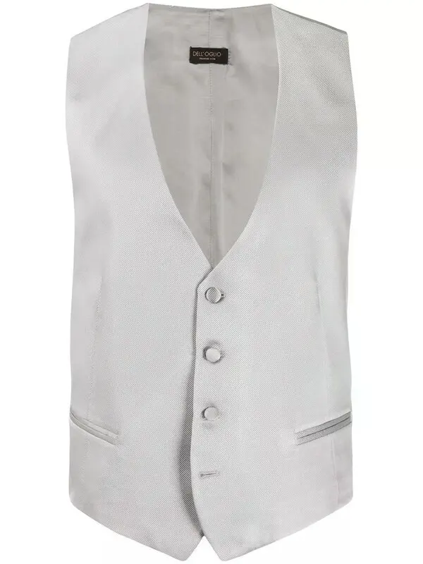 DELL'OGLIO Single-breasted Tailored Waistcoat - Grey
