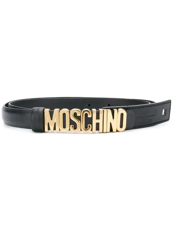 Moschino Leather Logo Belt - Black