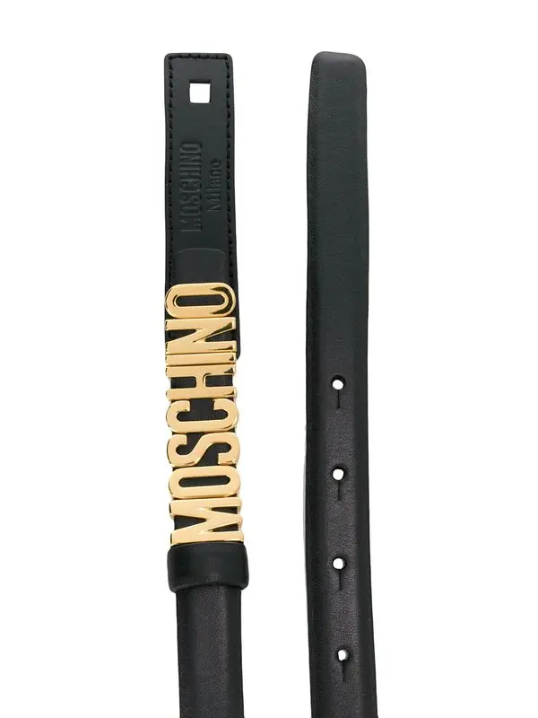 Moschino Leather Logo Belt - Black | Editorialist display picture 1
