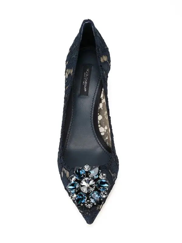 Dolce & Gabbana Lace Detailed Heeled Pumps - Blue