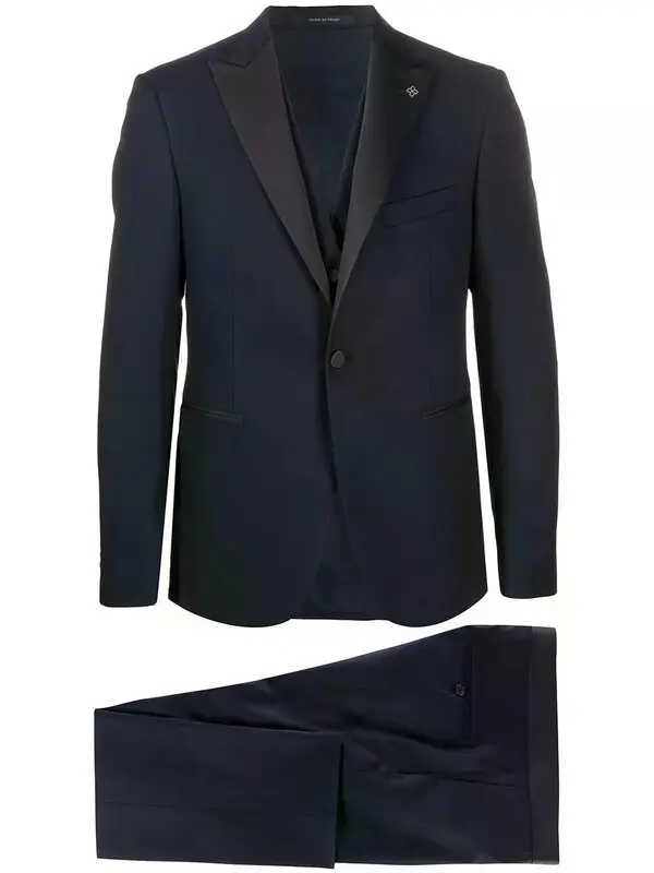 Tagliatore Satin Panel Suit Set - Blue