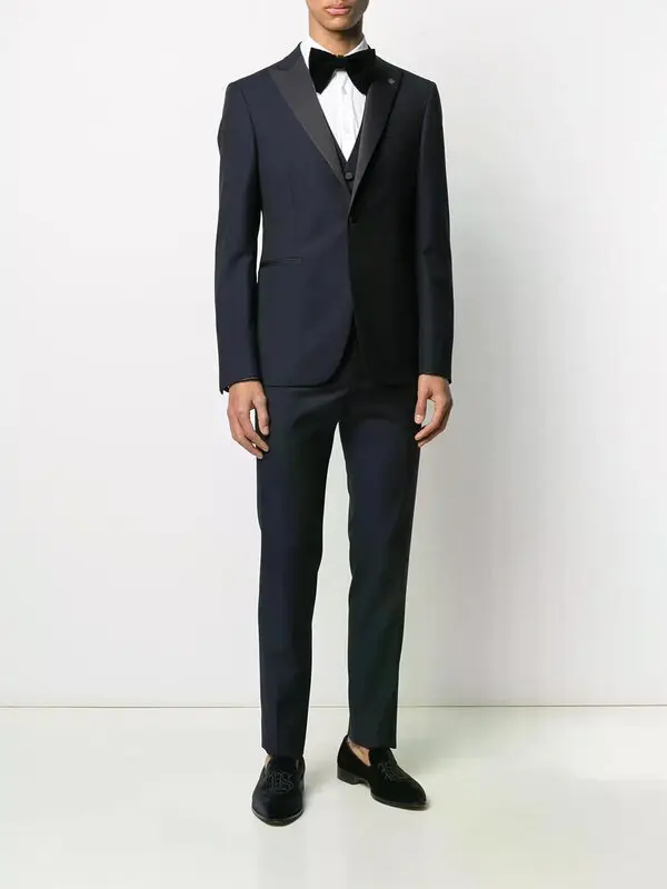 Tagliatore Satin Panel Suit Set - Blue
